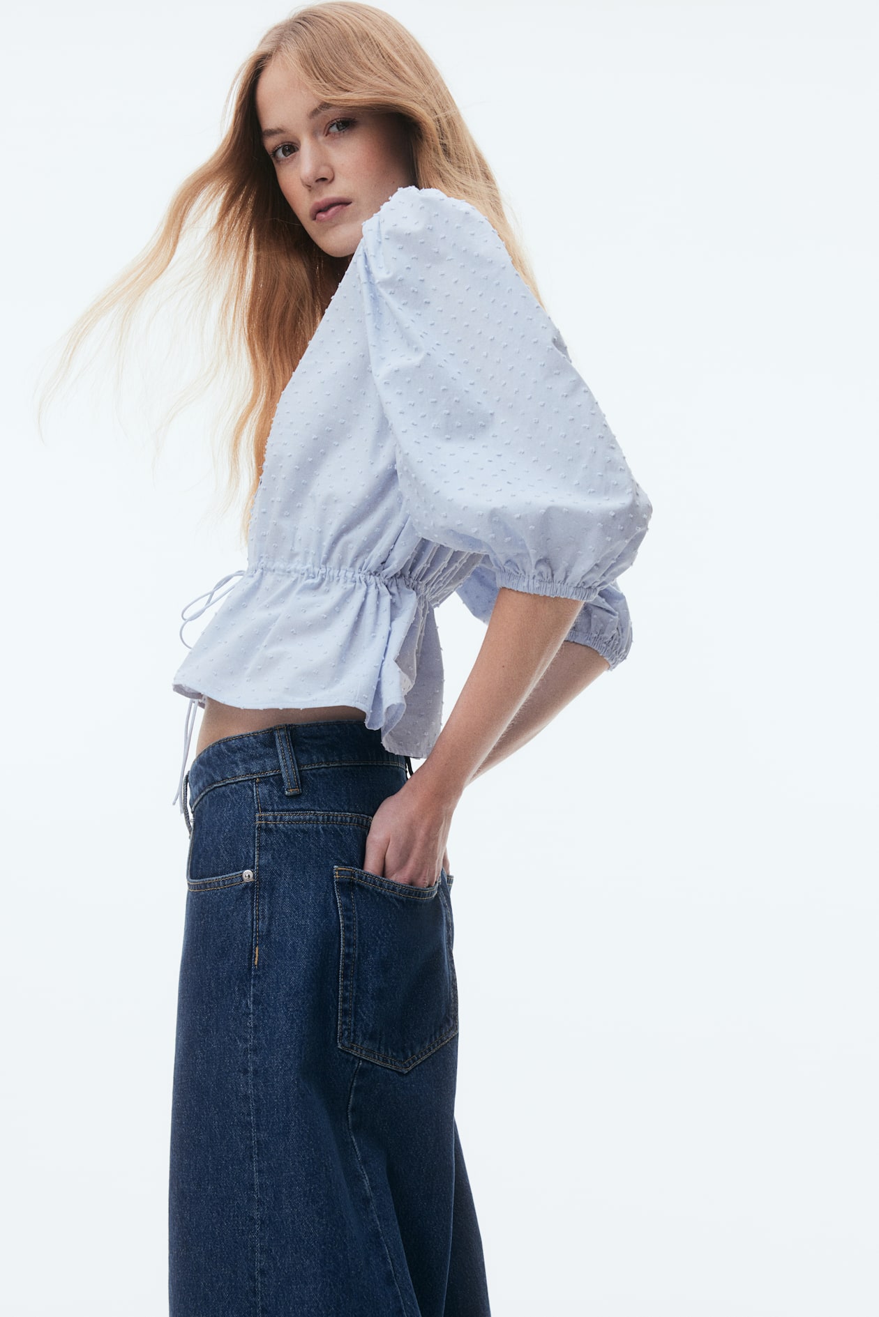 Puffos ujjú pamutblúz - Világoskék - NŐI | H&M HU