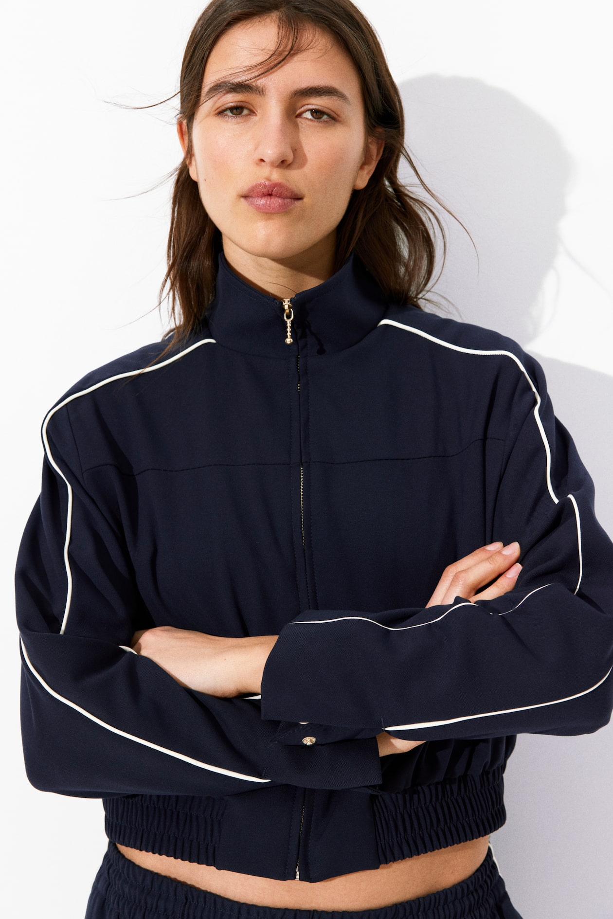 Twill track jacket - Navy blue - Ladies | H&M GB