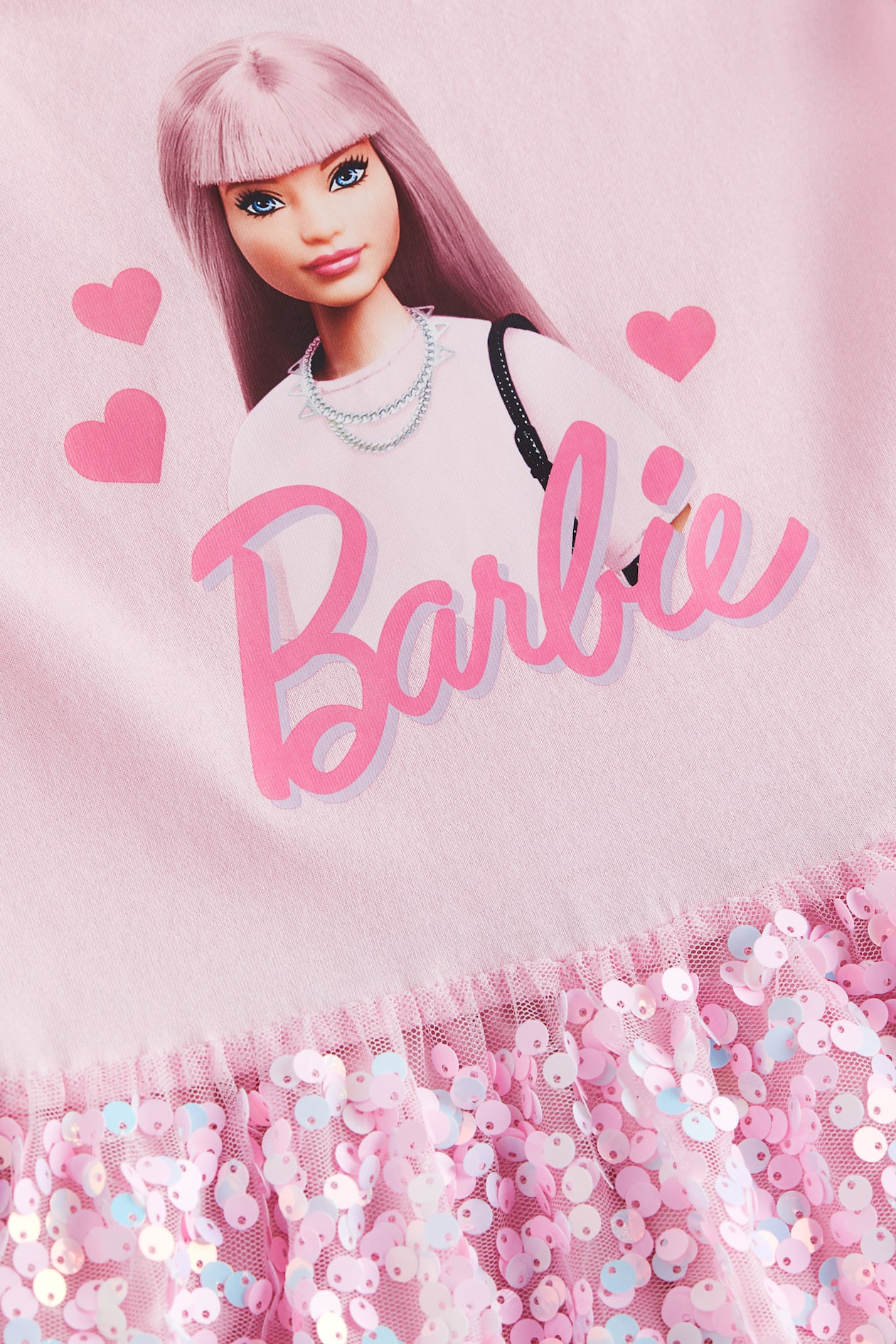 Light pink/Barbie Sequin Skirt Jersey Dress for kids | H&M AU
