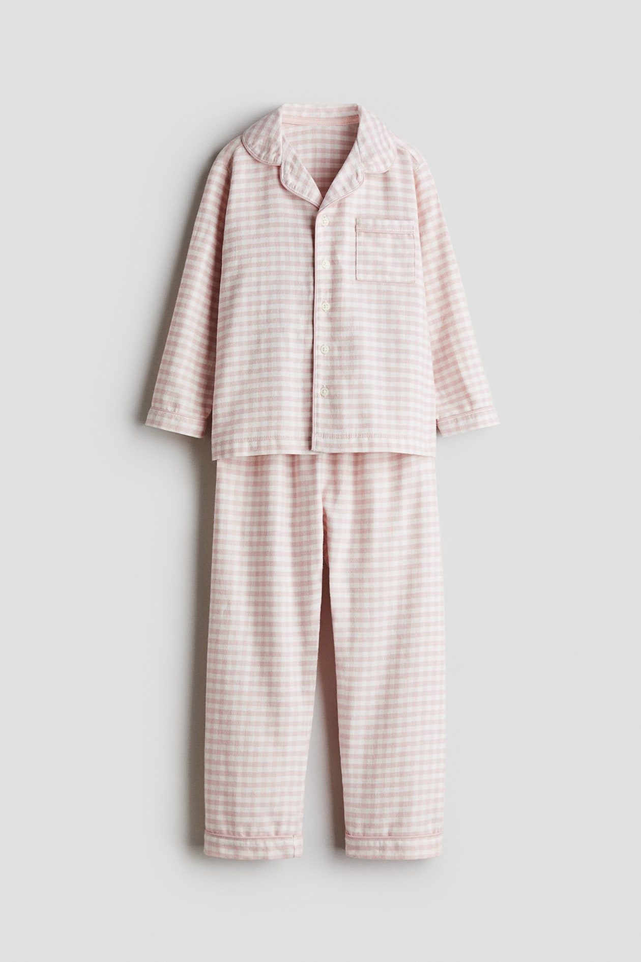 Cotton flannel pyjamas - Light pink/Gingham check - Kids | H&M IN