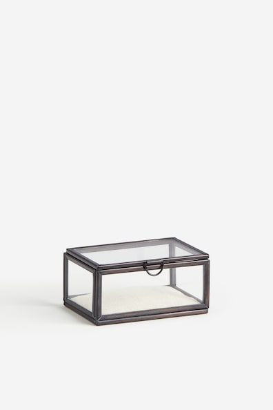 Dark gray/clear glass Small Glass Storage Box at H&M Home | H&M US