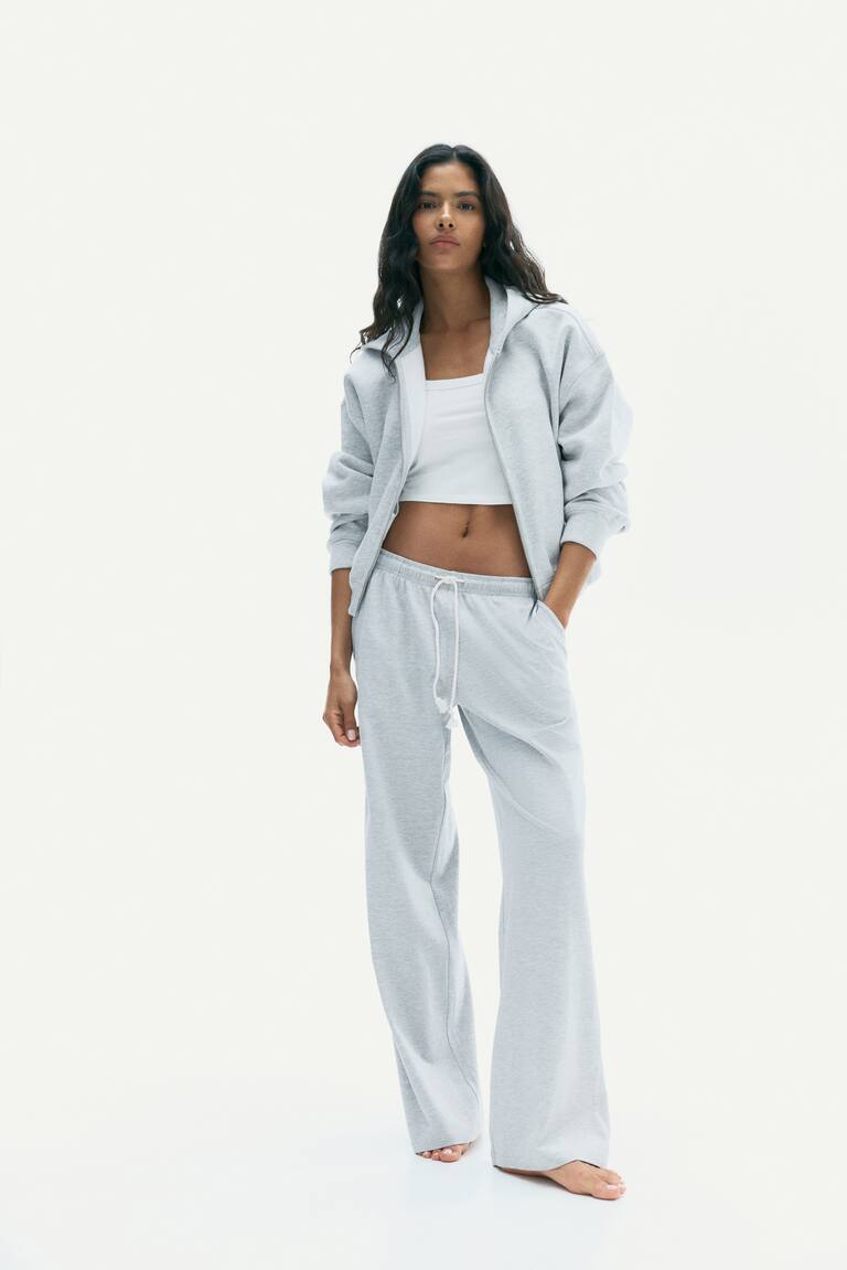 Joggers anchos - Gris jaspeado claro - Ladies | H&M MX