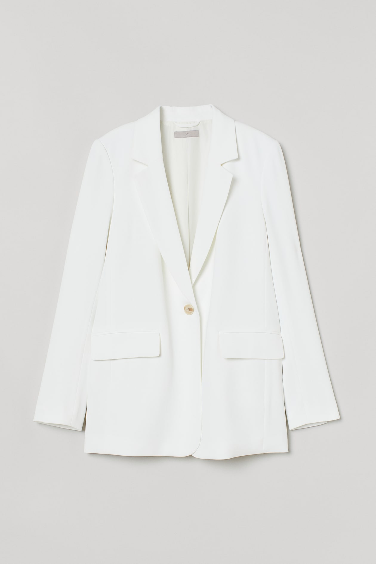 Enkeltspent blazer - Langt erme - Normal lengde - Hvit - DAME | H&M NO
