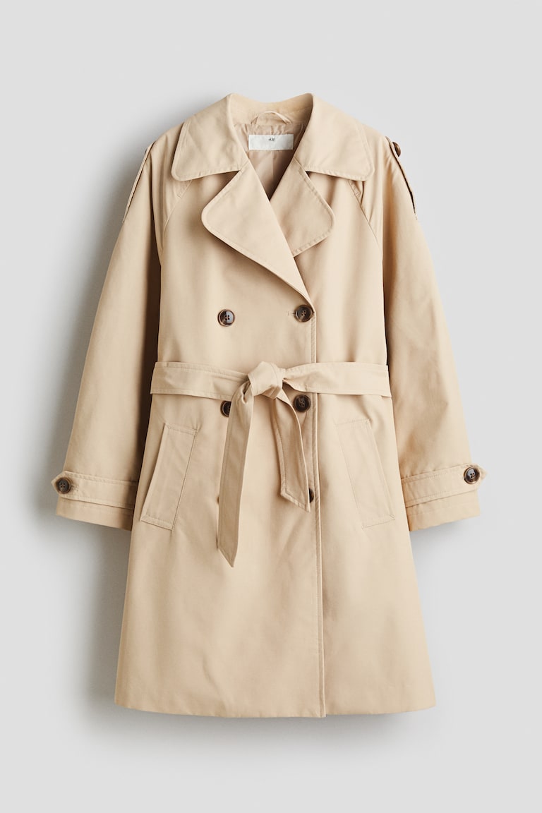 Beige Double-Breasted Trench Coat for kids | H&M CA