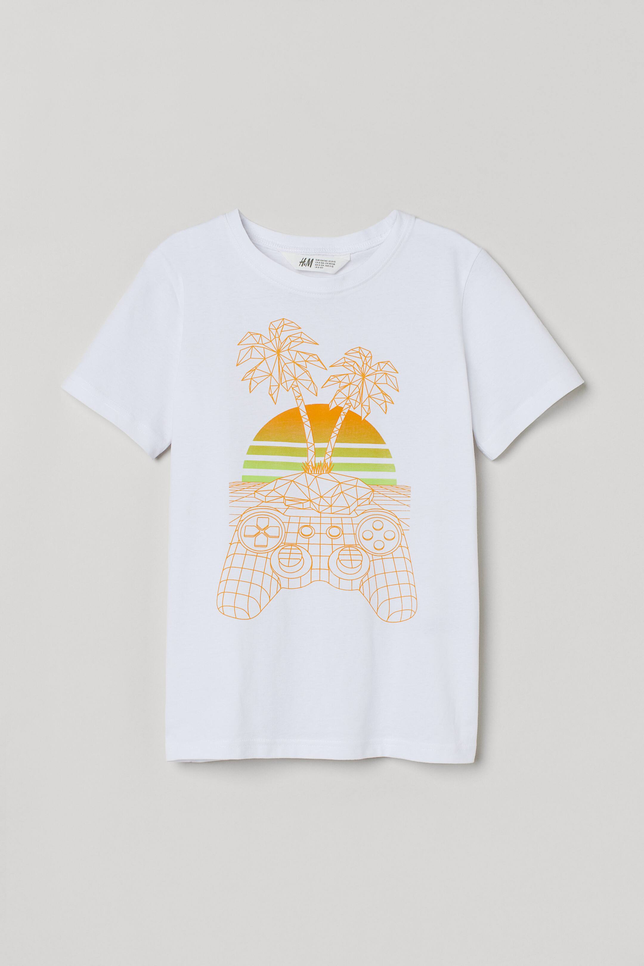 Cotton T-shirt - White/Game controller - Kids | H&M IE