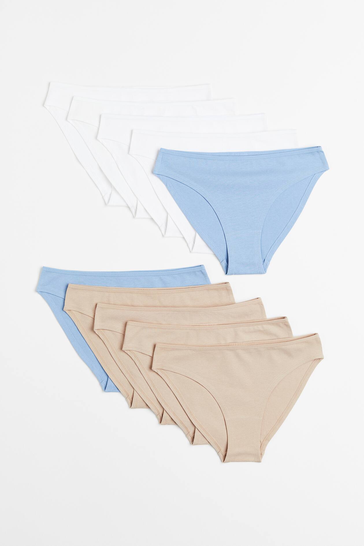 Women's Beige/White/Light blue 10-pack briefs | H&M MY