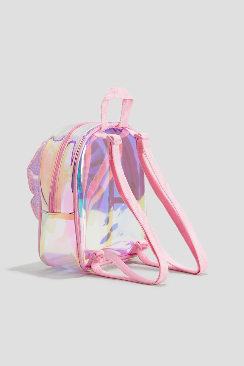 Iridescent Backpack with Appliqués - Pink/bow - Kids | H&M US