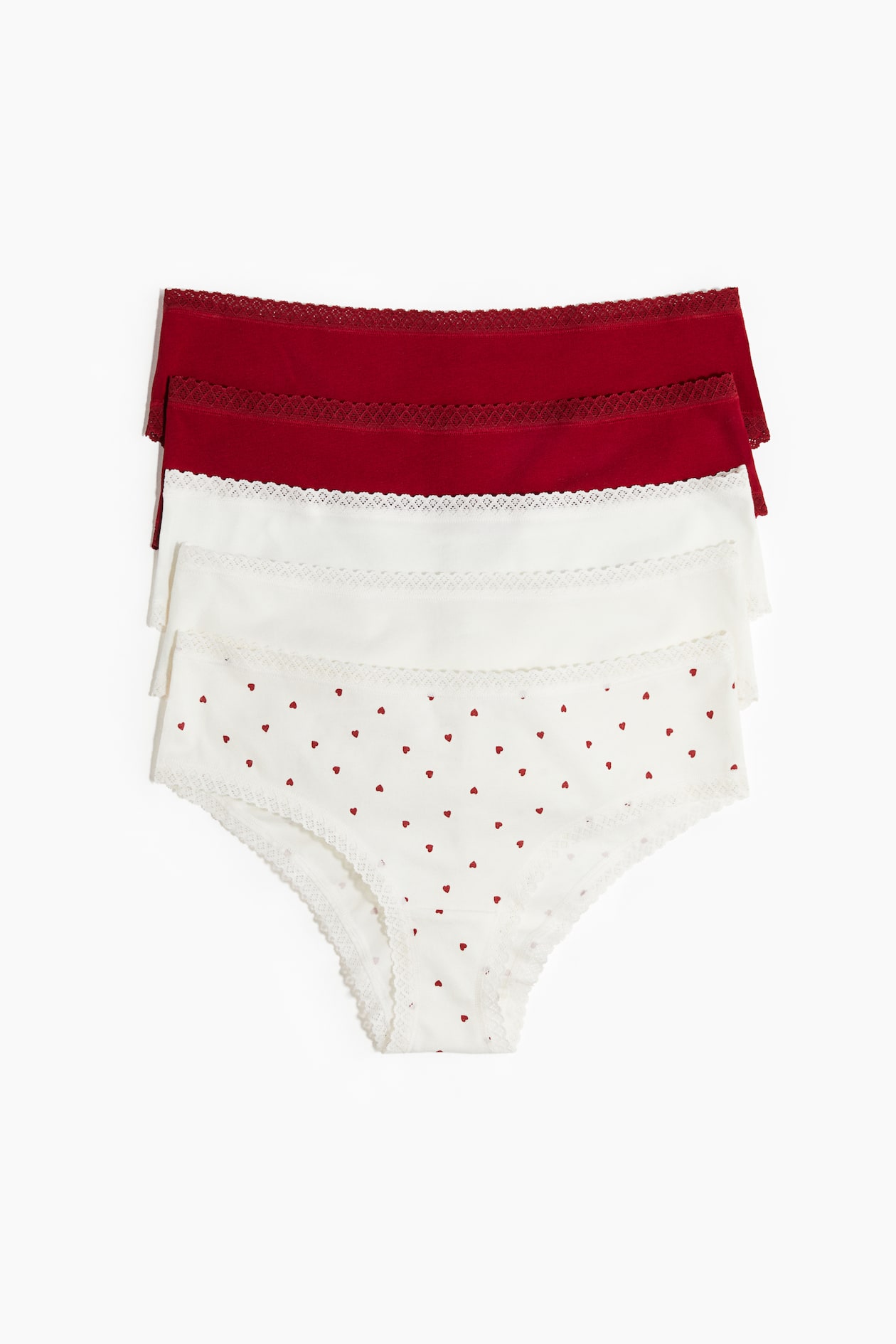 5-pak trusser i bomuld Hipster - Hvid/Hjerter - DAME | H&M DK