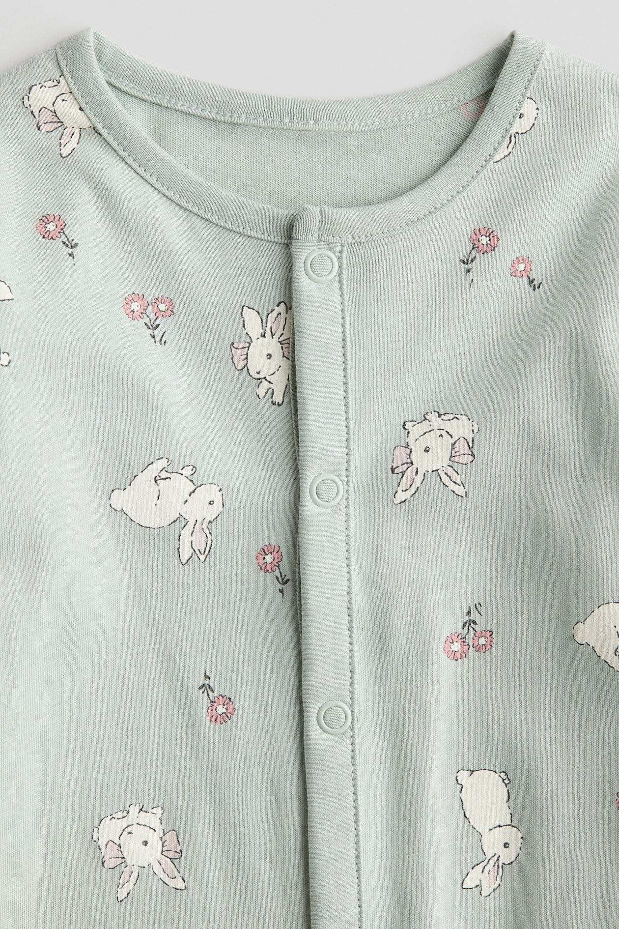 Patterned Pajama Jumpsuit - Light green/rabbits - Kids | H&M US