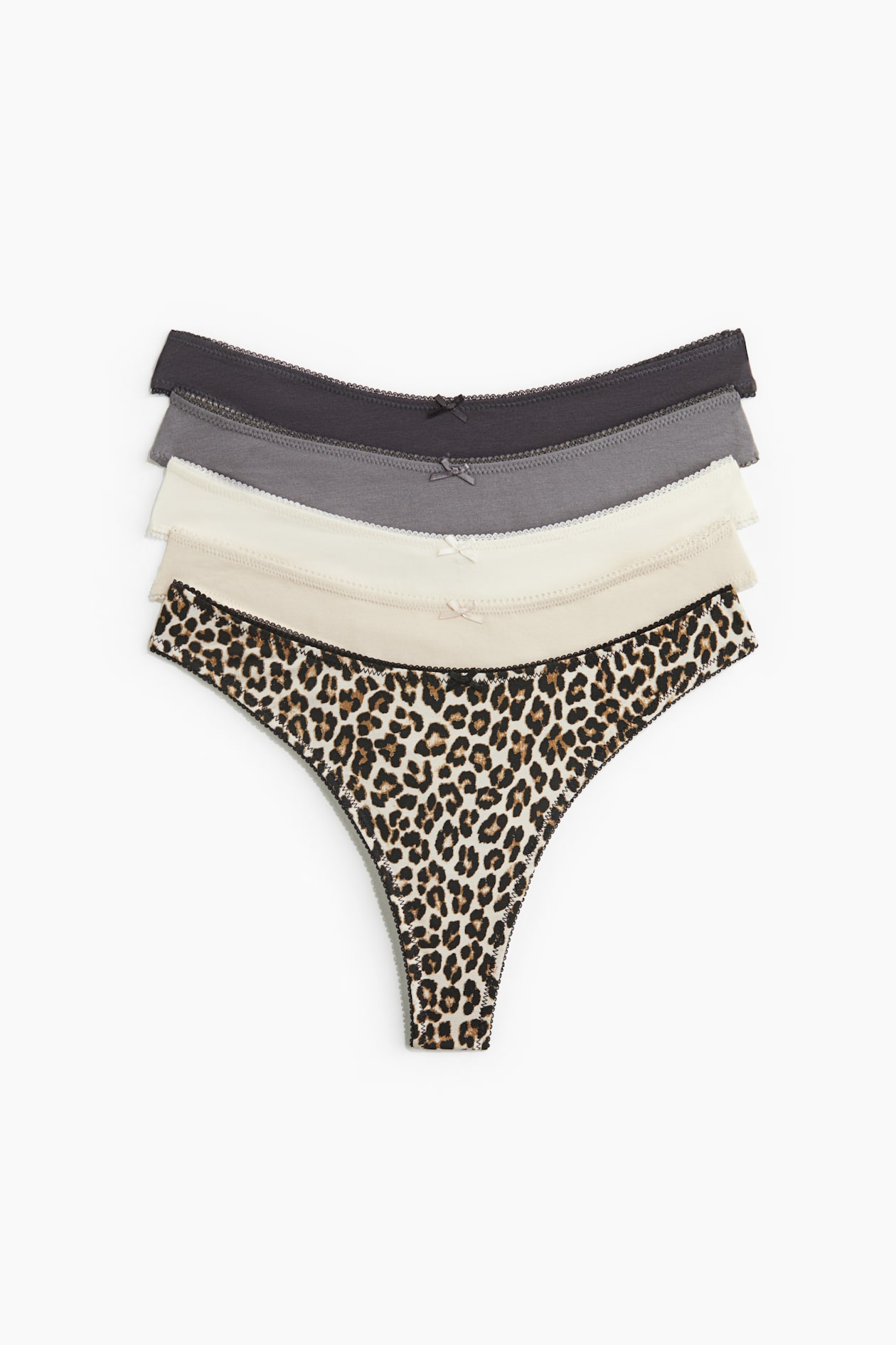 5-pack Cotton G-strings - Light beige/Leopard print - Ladies | H&M AU