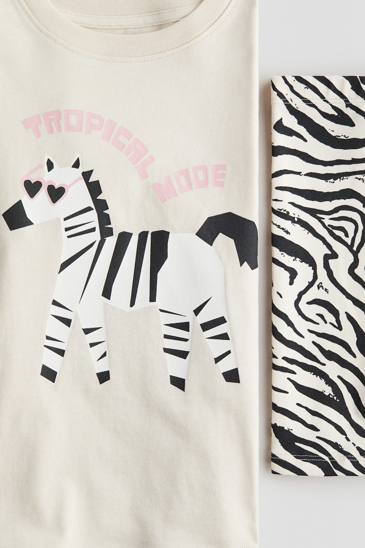 2-piece printed set - Light beige/Zebra - Kids | H&M IN