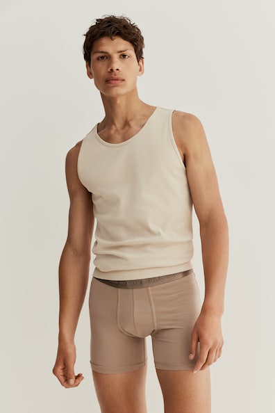 2-Pack Mid-Length Boxer Briefs with Lycra® - Beige - Men | H&M US