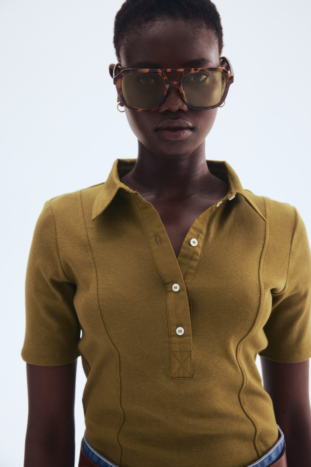 Collared top - Olive green - Ladies | H&M GB