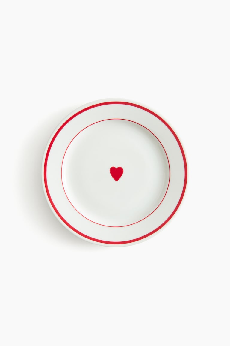 Medium-Sized Porcelain Plate - Red/heart - Home All | H&M US