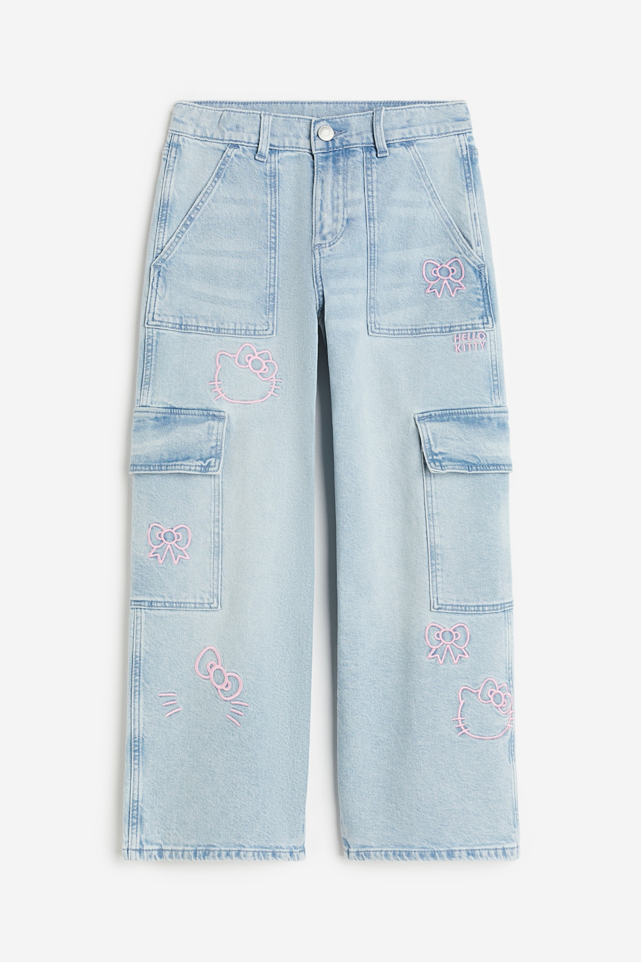 Loose Fit Wide Leg Cargo Jeans - Helles Denimblau/Hello Kitty - Kids ...