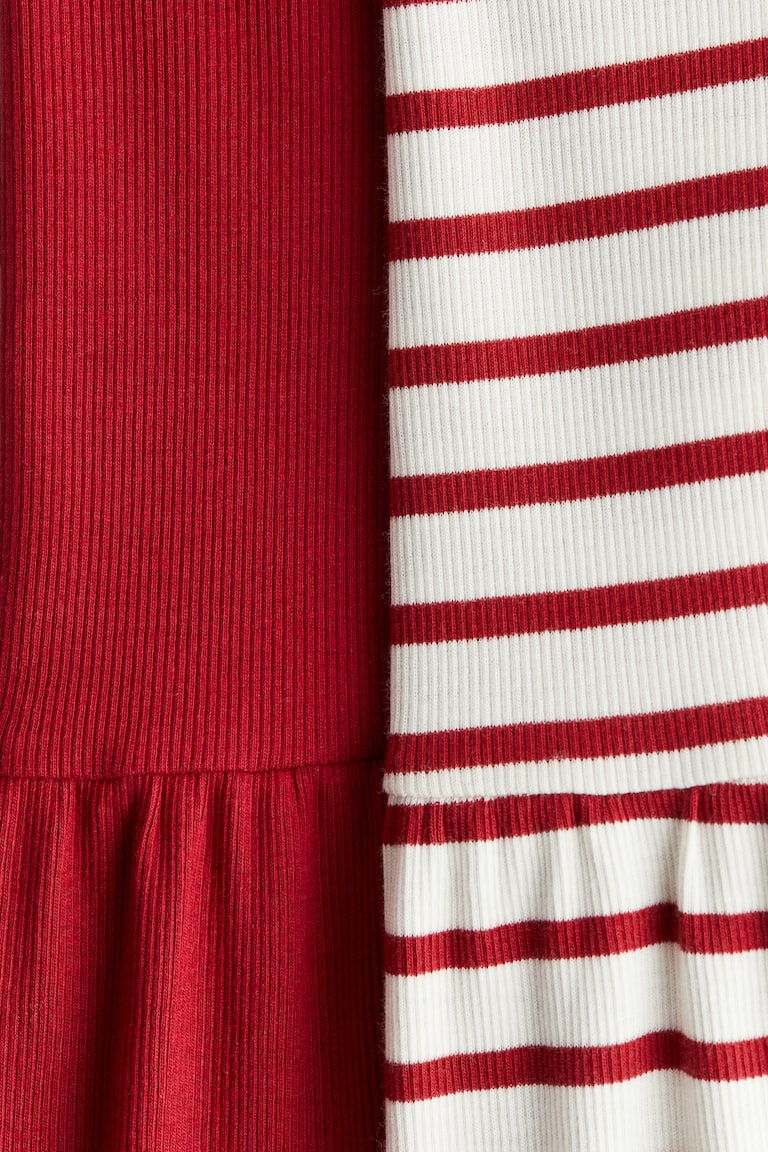 Red/striped 2-Pack Ribbed Cotton Dresses for kids | H&M US