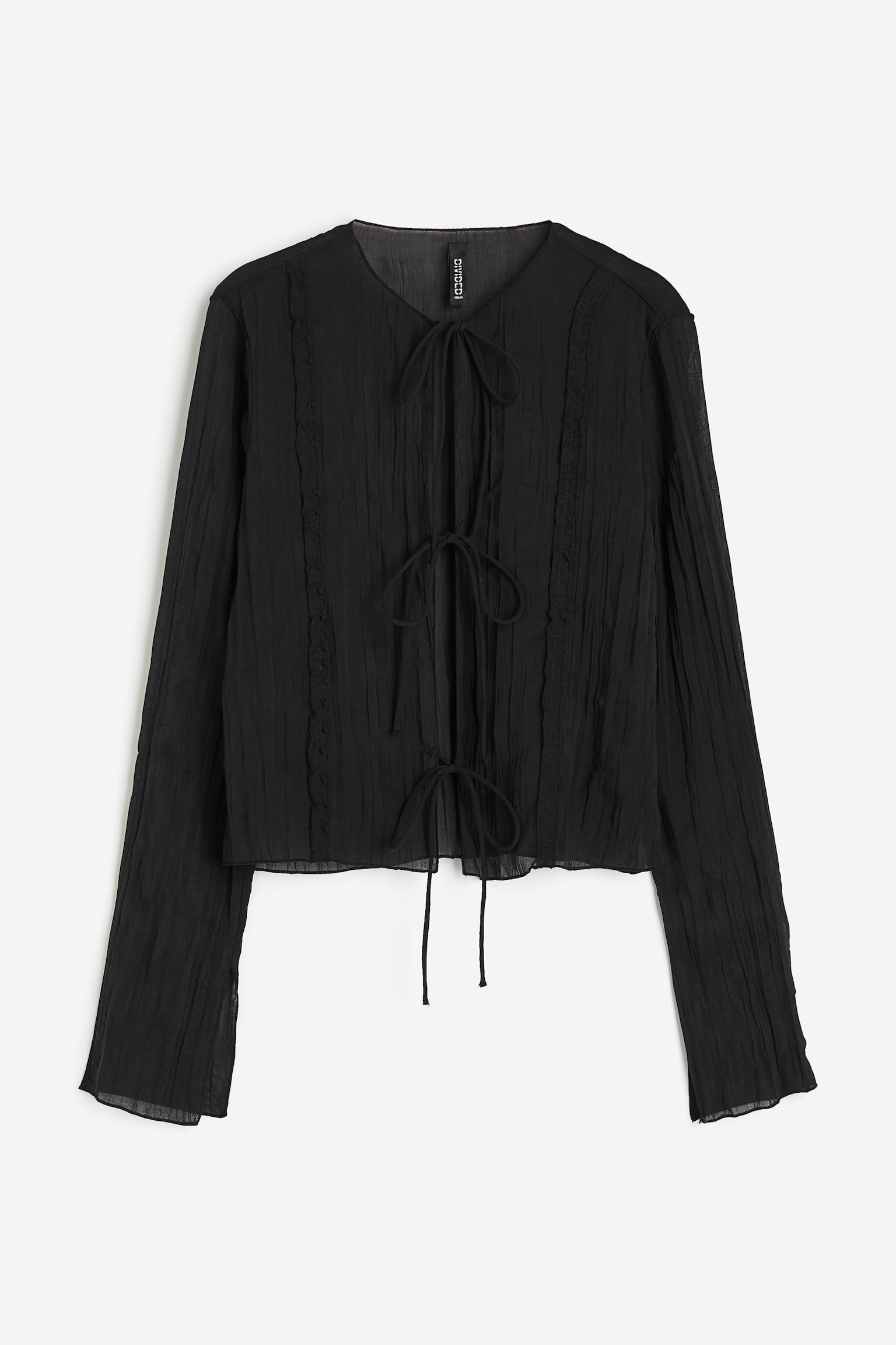 Women's Black Sheer Tie Front Top | H&M AU