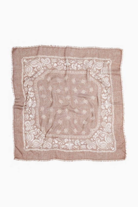 Patterned Scarf - Brown/paisley-patterned - Ladies | H&M US