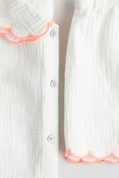 2-Piece Cotton Muslin Set - White/peach - Kids | H&M US