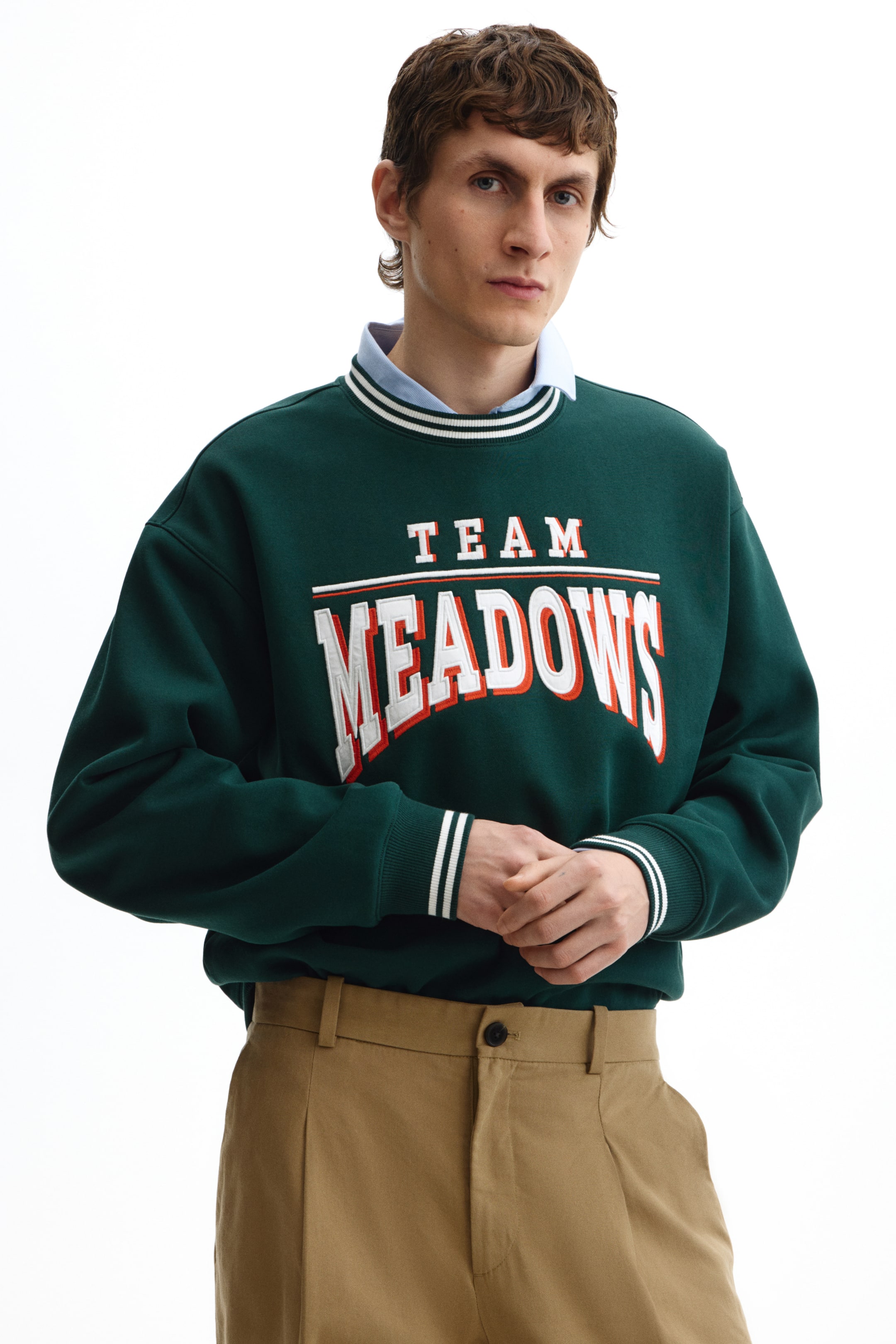 Loose Fit Printed sweatshirt - Dark green/Team Meadows - Men | H&M MY