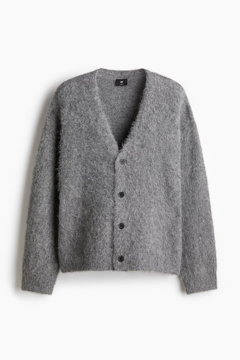 Men’s Grey Loose Fit Fuzzy cardigan | H&M IN