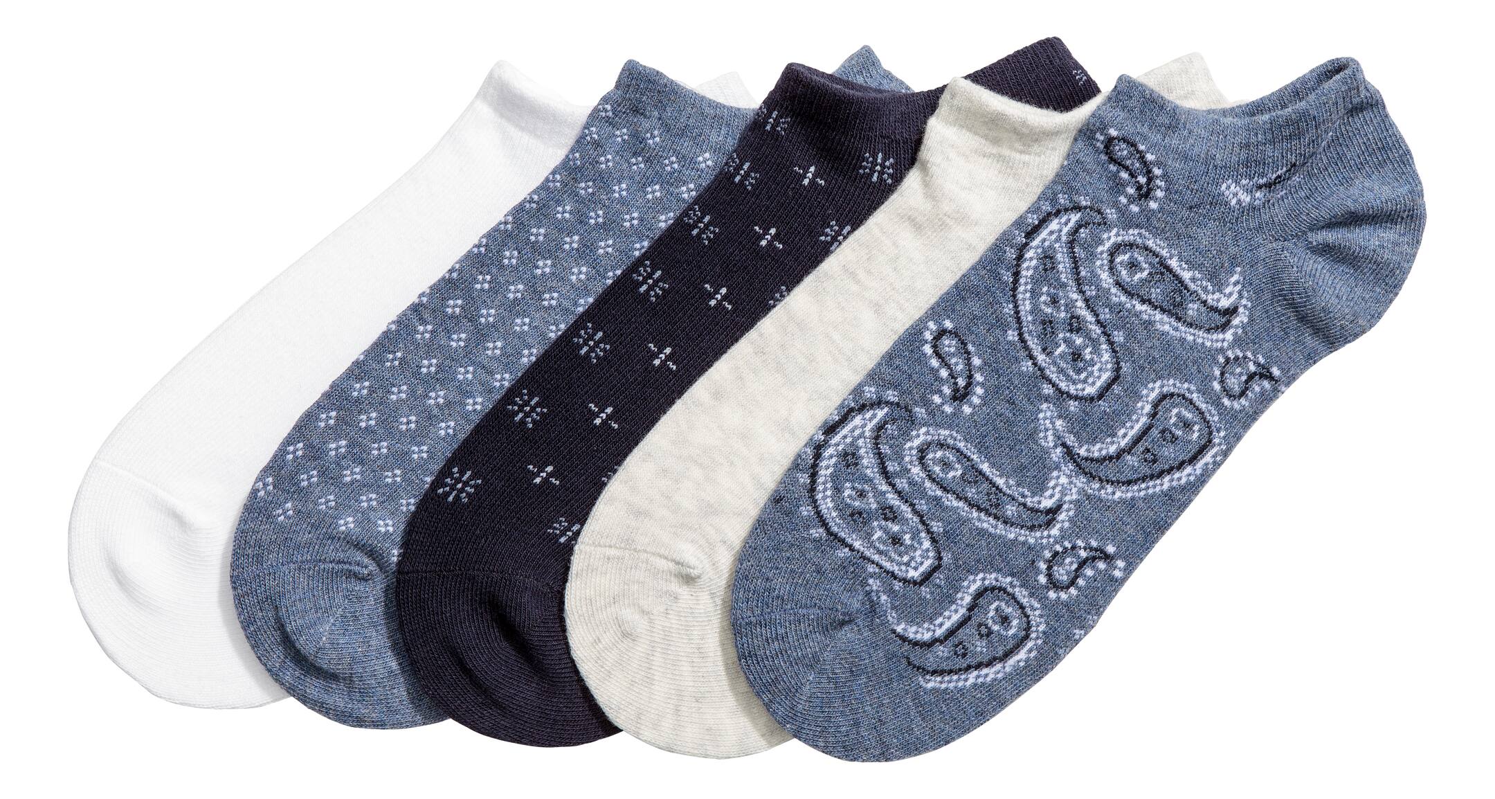 5-pack trainer socks - Dark blue/Paisley - Ladies | H&M GB