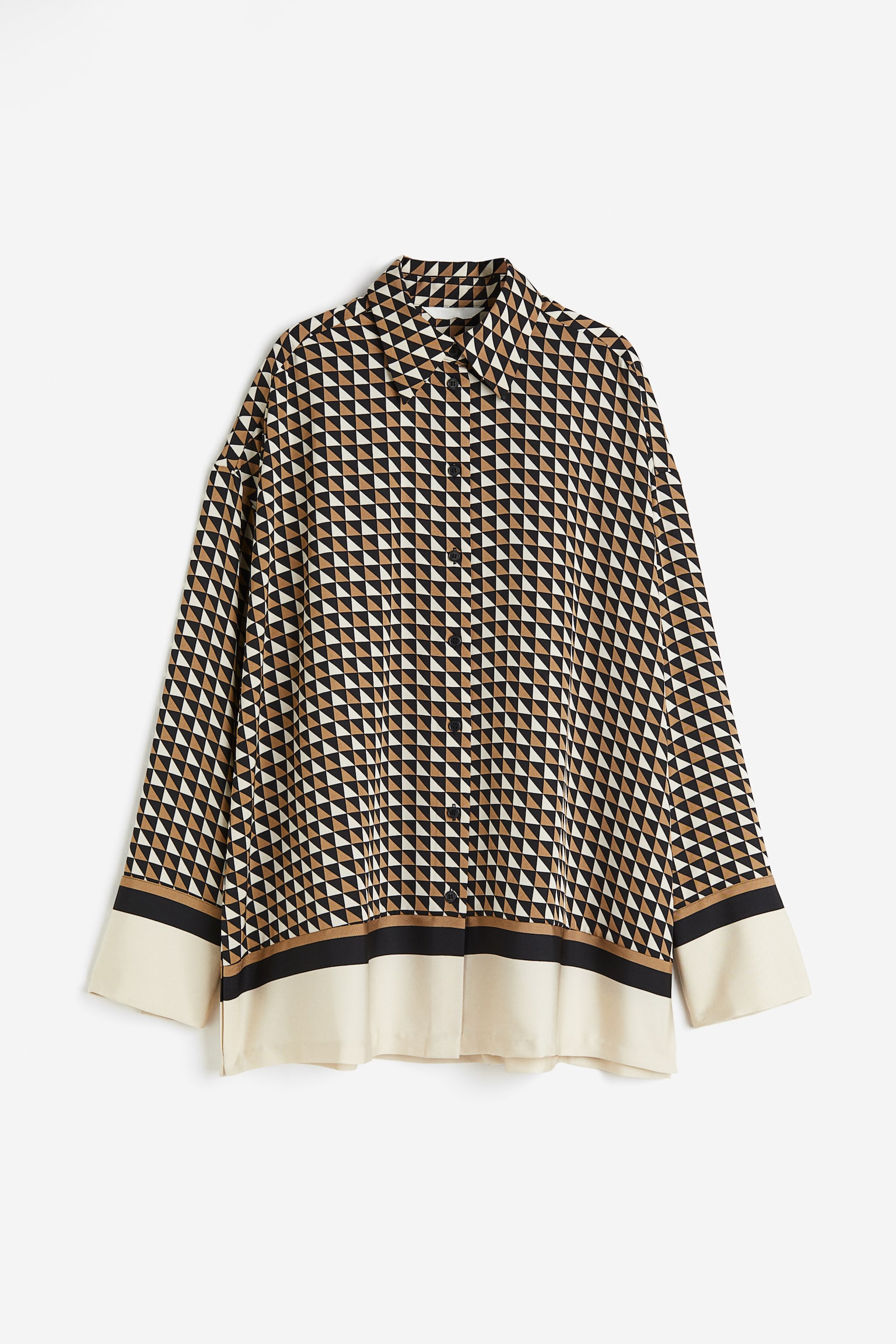 Oversized blouse - Dark beige/Patterned - Ladies | H&M