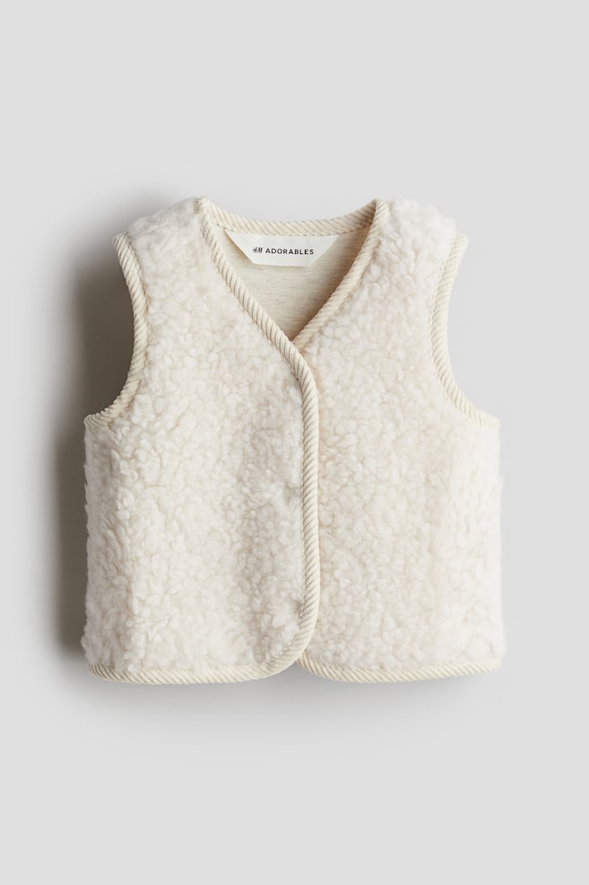 Cream Wool-Blend Teddy Fleece Vest for kids | H&M US