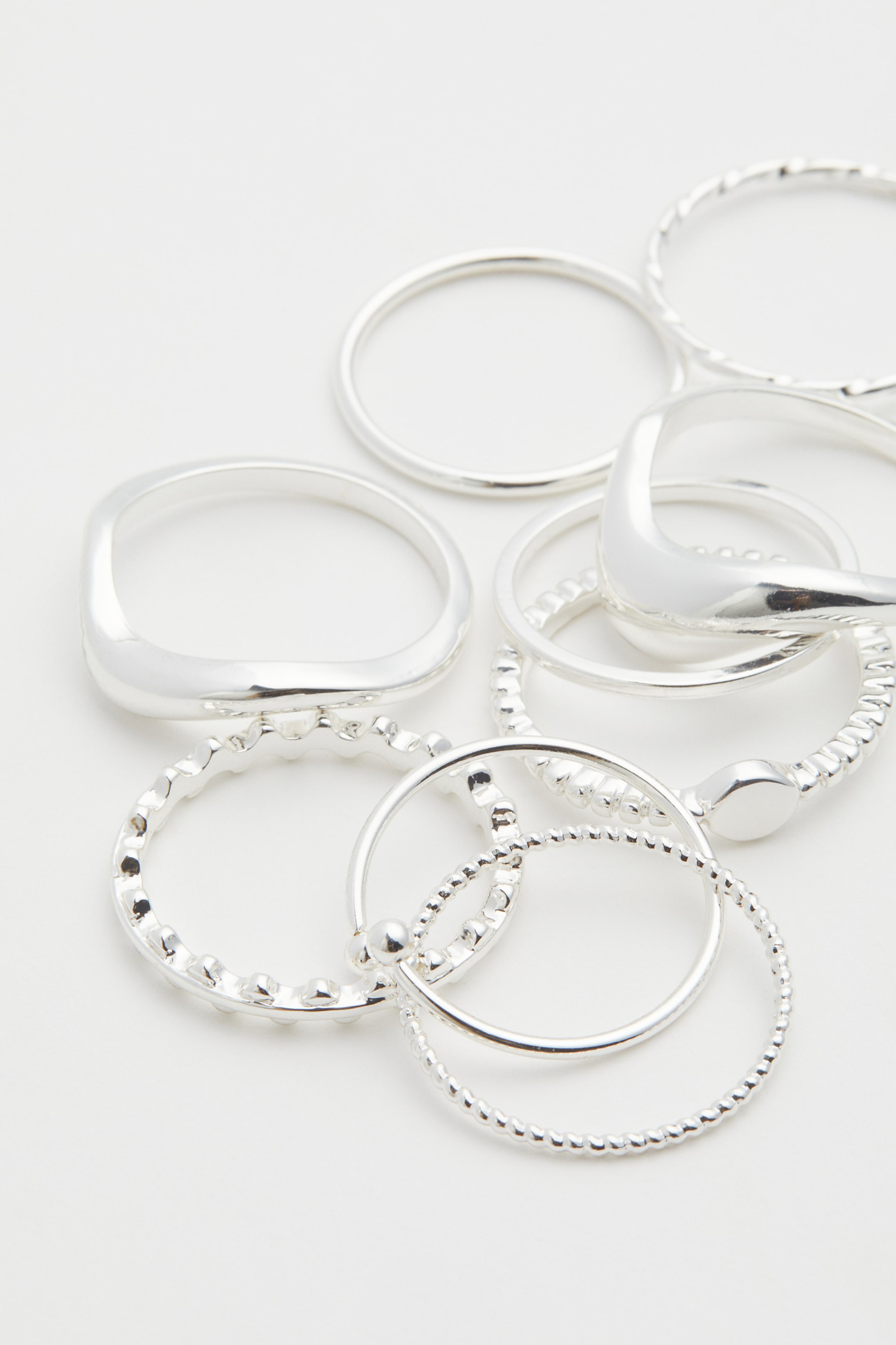 9-pack rings - Silver-coloured - Ladies | H&M
