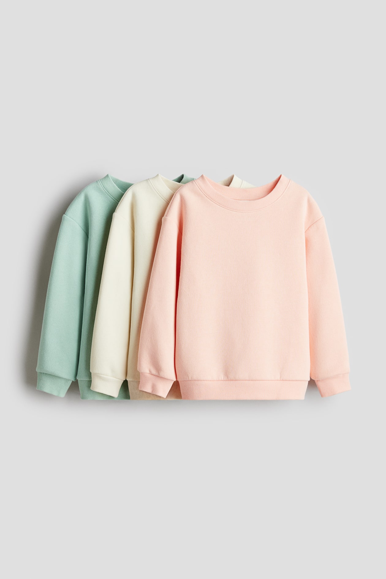 Set van 3 sweaters met geruwde binnenkant - Perzik/lichtgroen ...