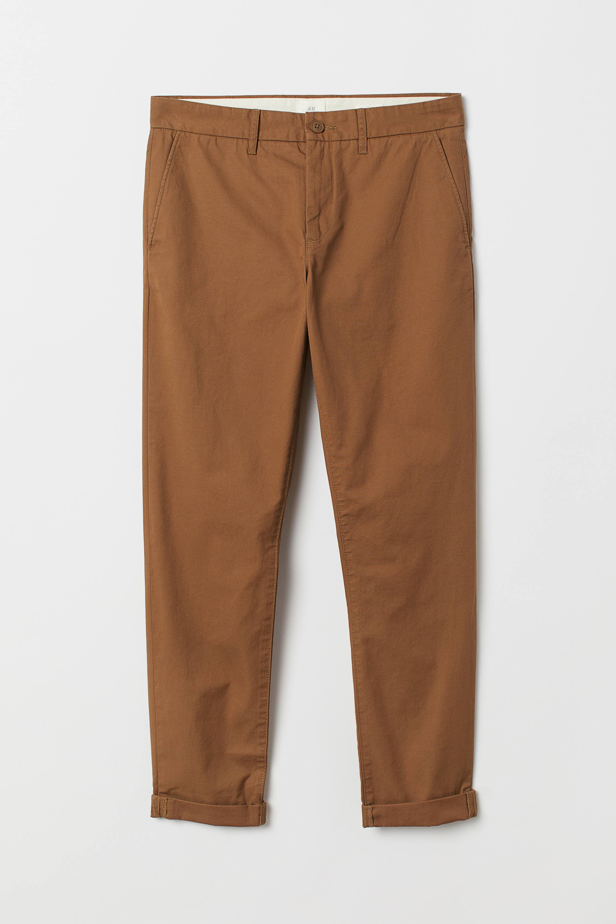 Cotton chinos Slim Fit - Light brown - Men | H&M GB