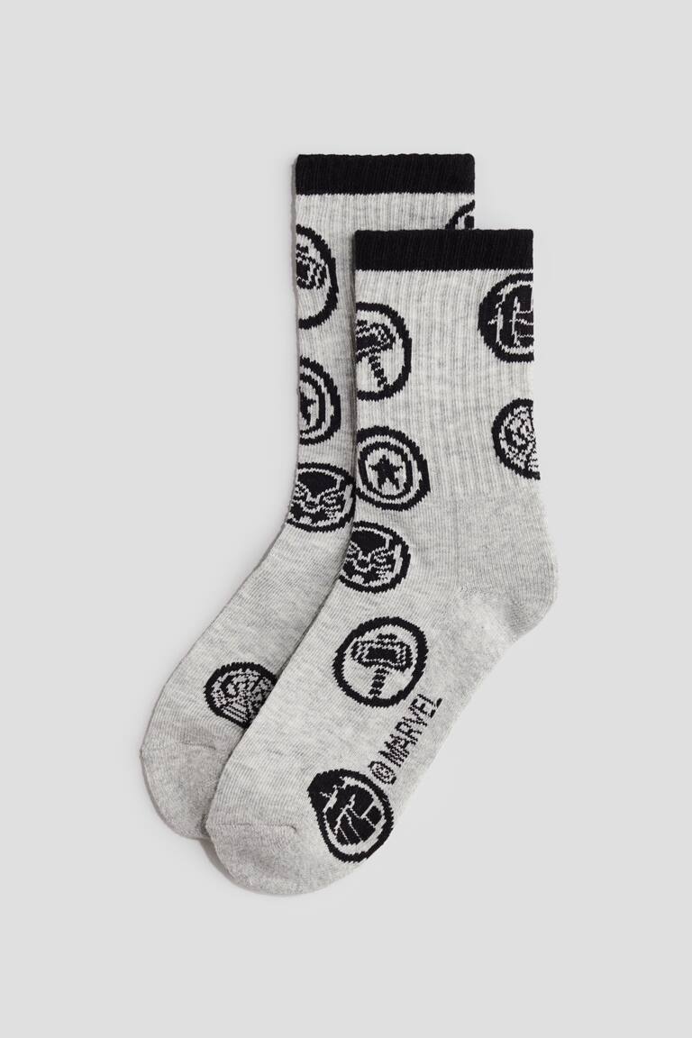 5-pack sokker med intarsia-motiv - Lys grå/Marvel Comics - Kids | H&M NO