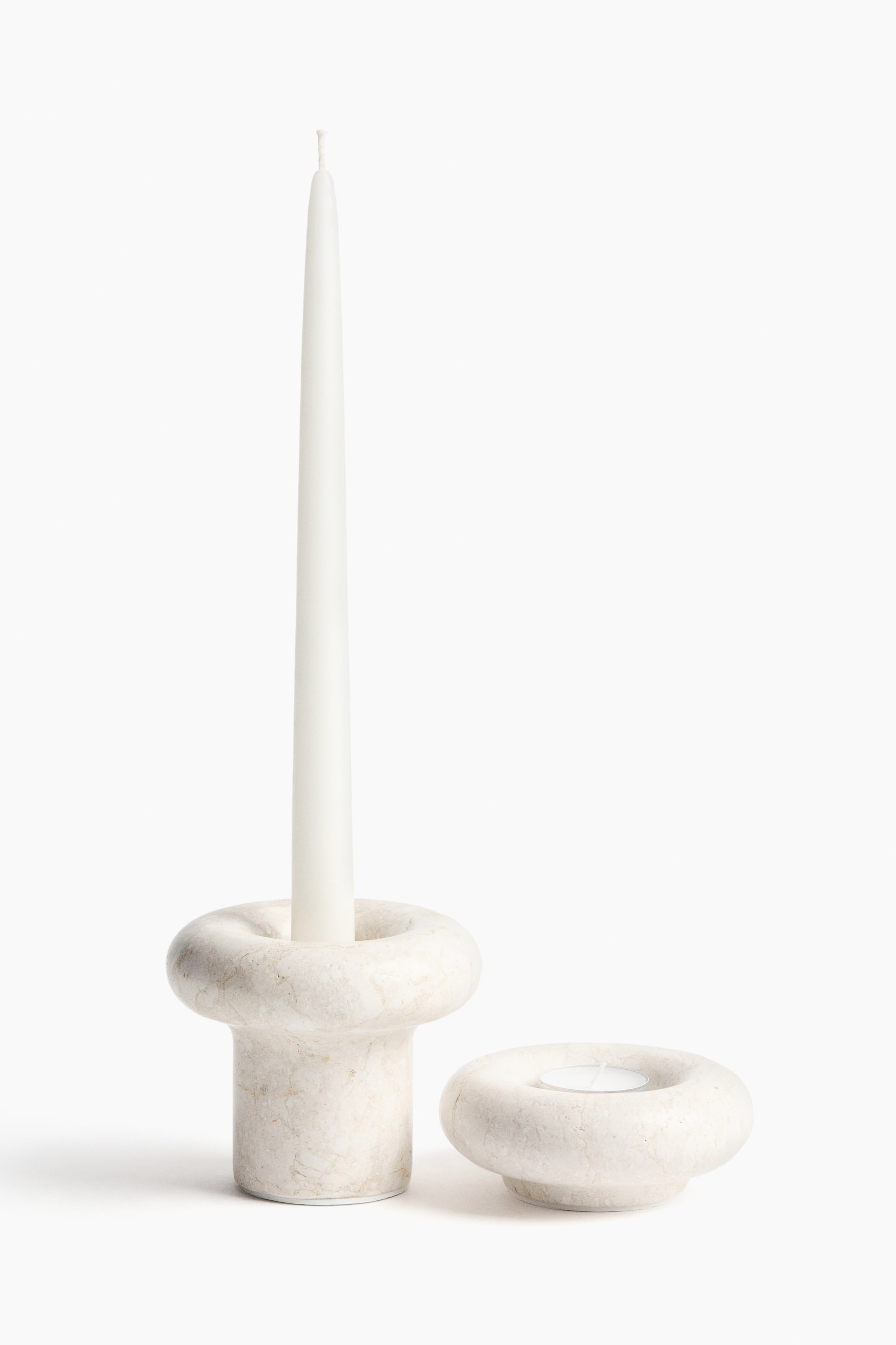 Marble tealight holder - Light beige/Marbled - Home All | H&M IE