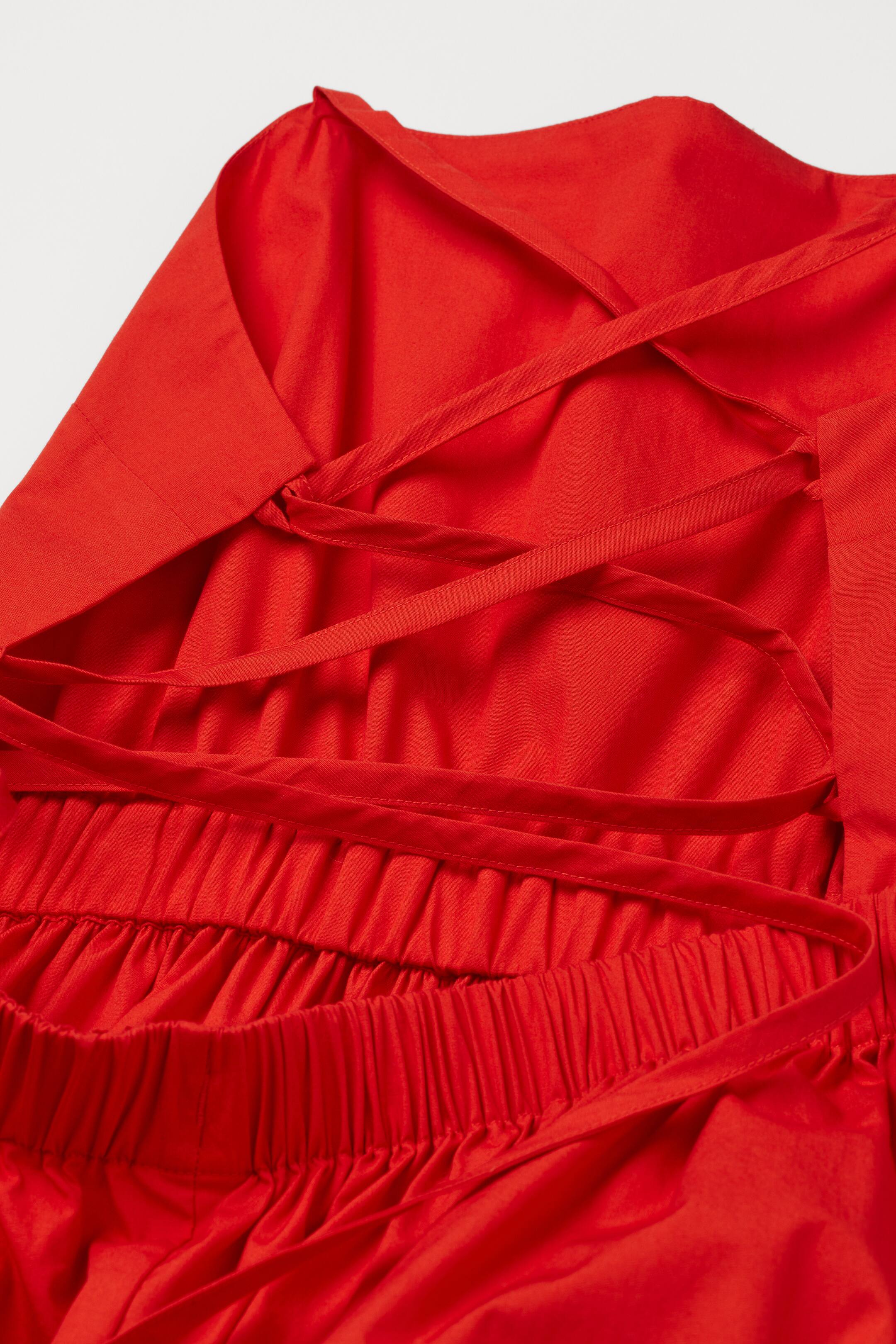 Kleid mit Schnürung - Eckiger Ausschnitt - Ärmellos - Rot - Ladies | H&M AT