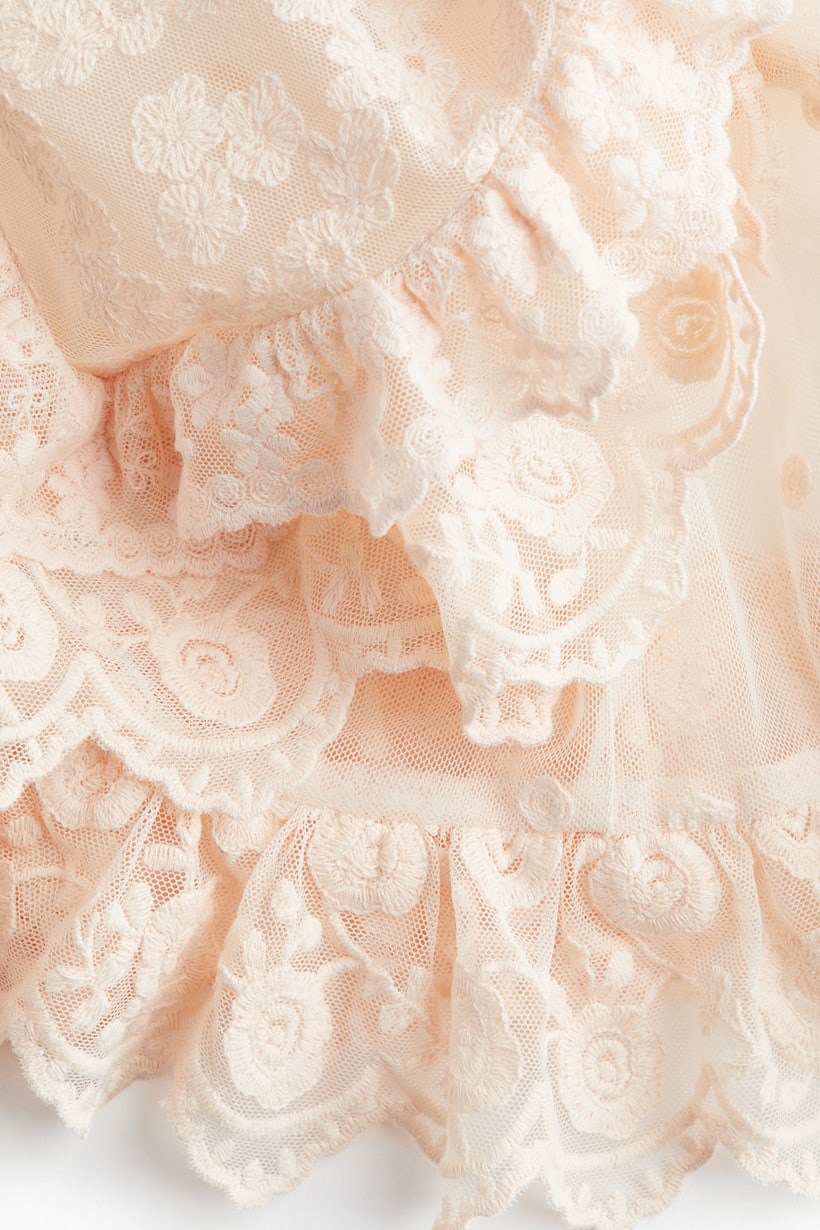 Women's Powder pink Ruffled Lace Strappy Top | H&M CA