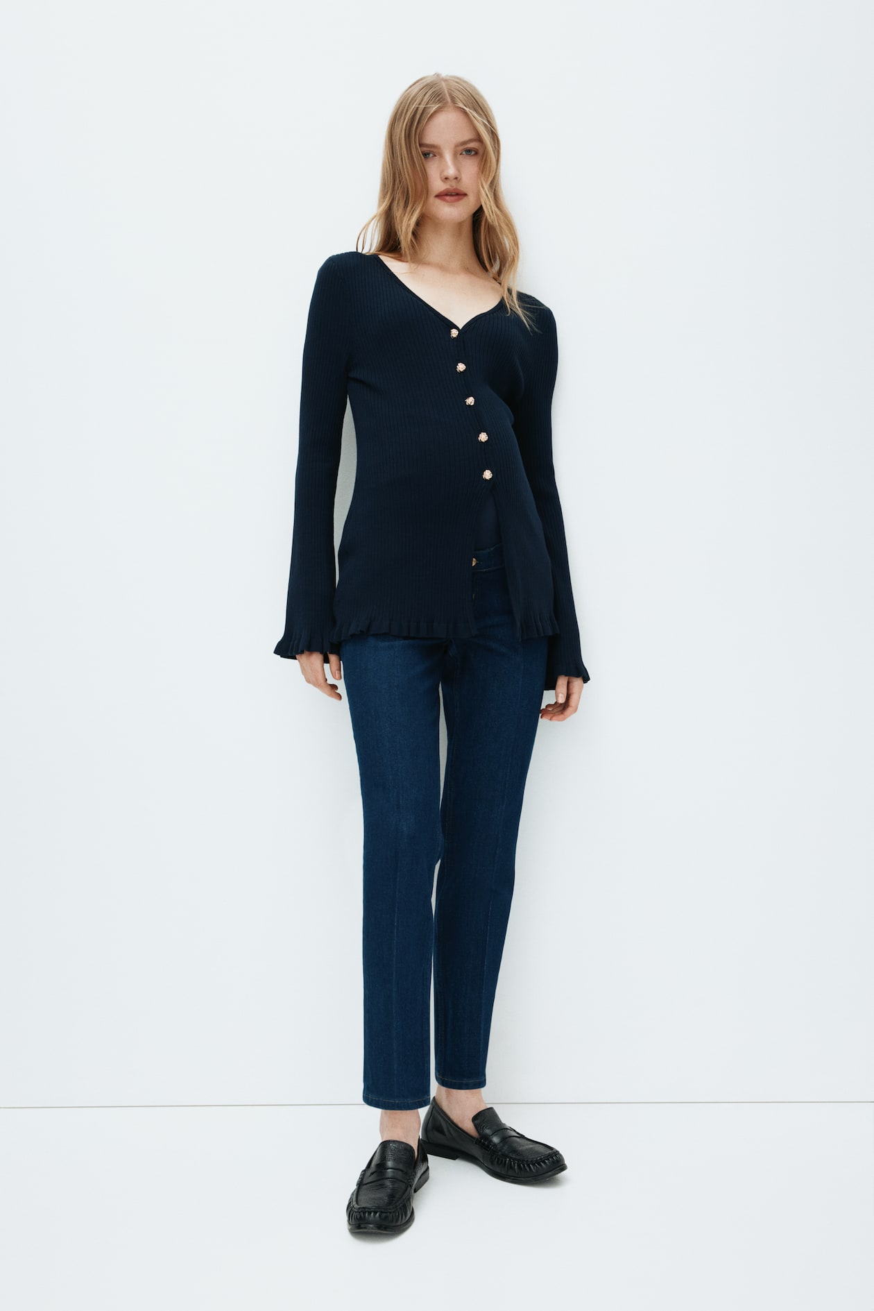 MAMA Slim Straight Ankle Jeans - Dark denim blue - Ladies | H&M GB