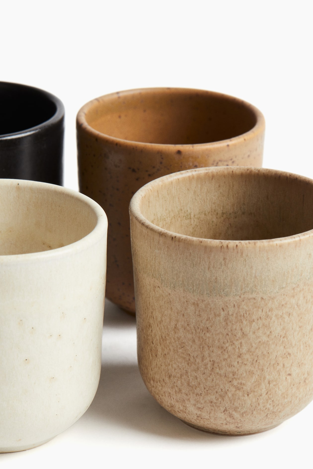 Set van 4 keramieken mokken - Wit/beige/bruin - HOME | H&M NL