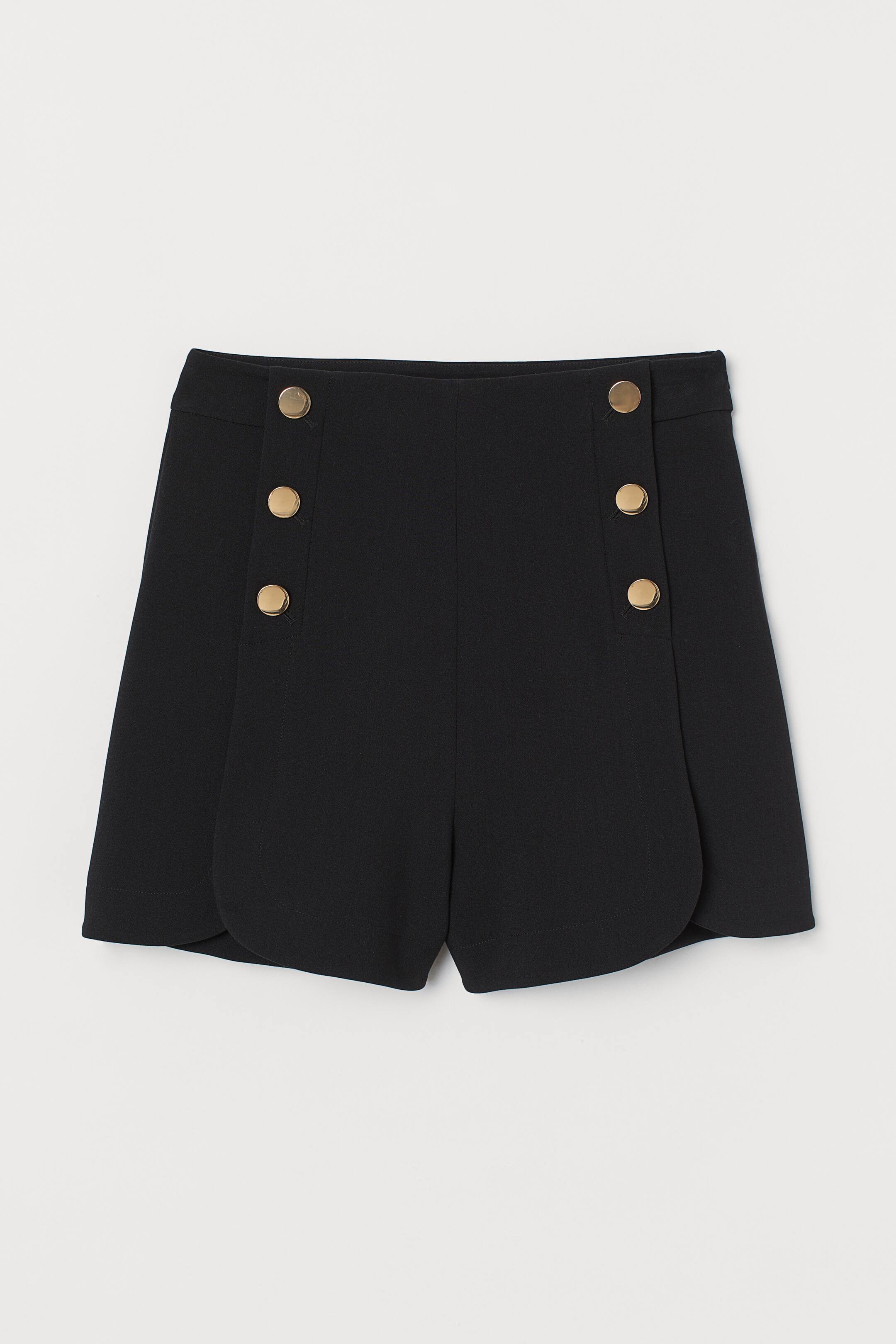 Shorts - High waist - Short - Black - Ladies | H&M GB