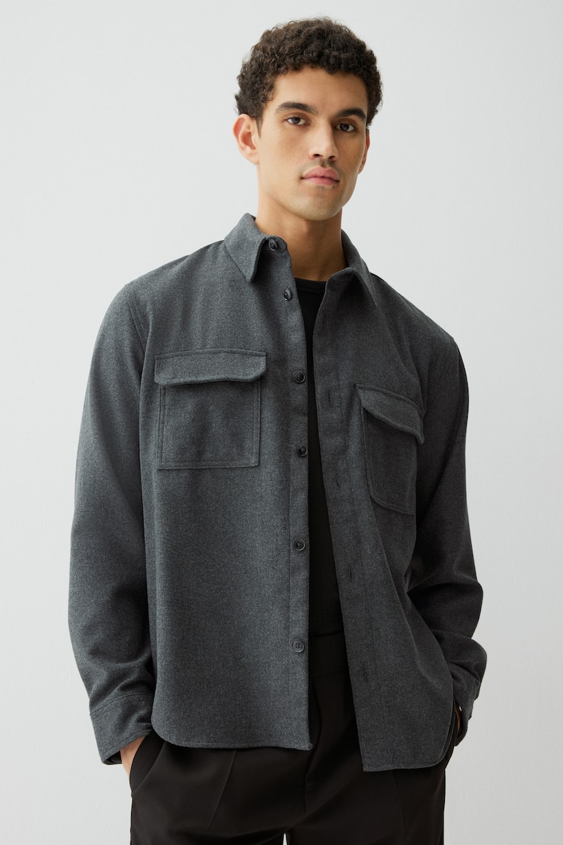 Men’s Dark gray Regular Fit Felted Overshirt | H&M CA