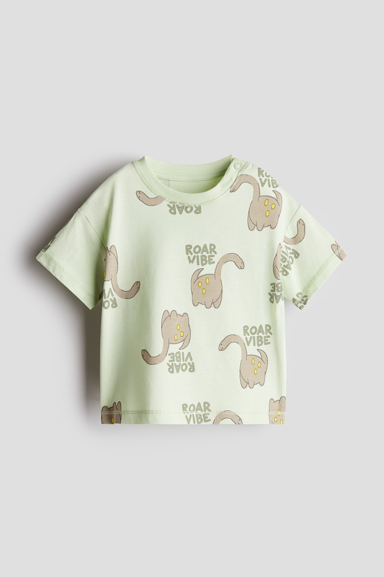 Camiseta de algodón con estampado - Verde claro/Roar vibe - NIÑOS | H&M ES