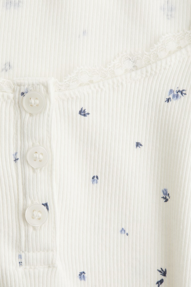 Women's White/blue floral Pajama Romper | H&M CA