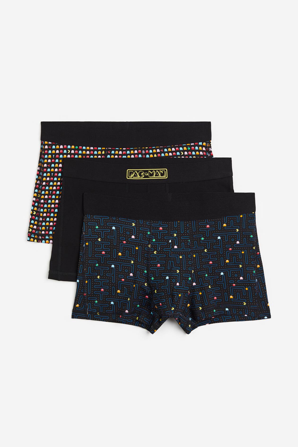 Pack de 3 calzoncillos trunk cortos con Lycra® - Negro/Pac-Man - HOMBRE ...