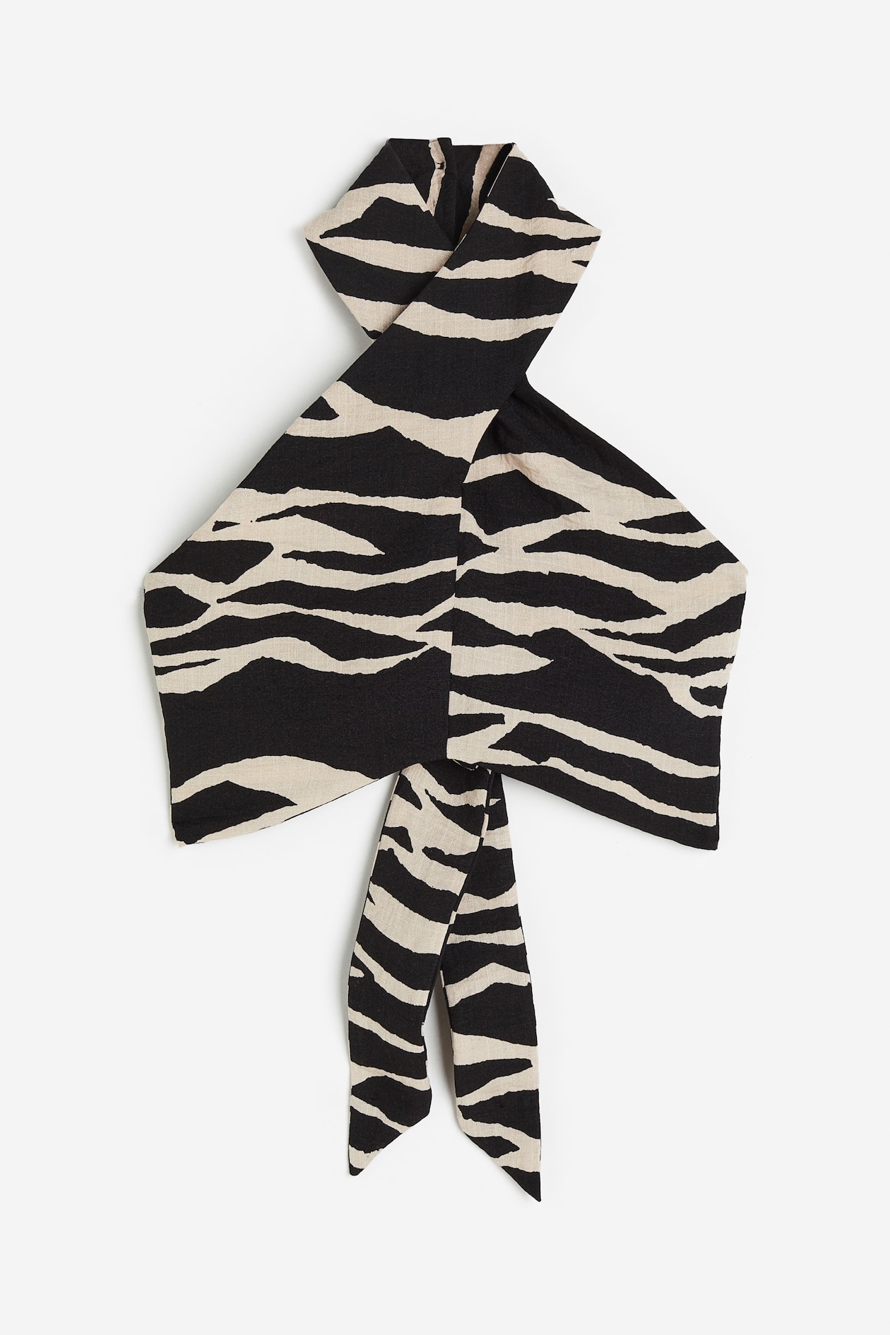 Cropped halterneck top - Light beige/Zebra print - Ladies | H&M GB