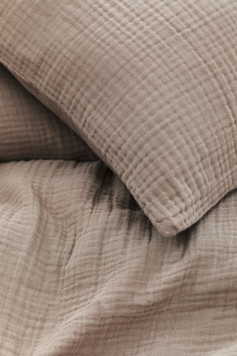 Muslin King/Queen Duvet Cover Set - Taupe - Home All | H&M US