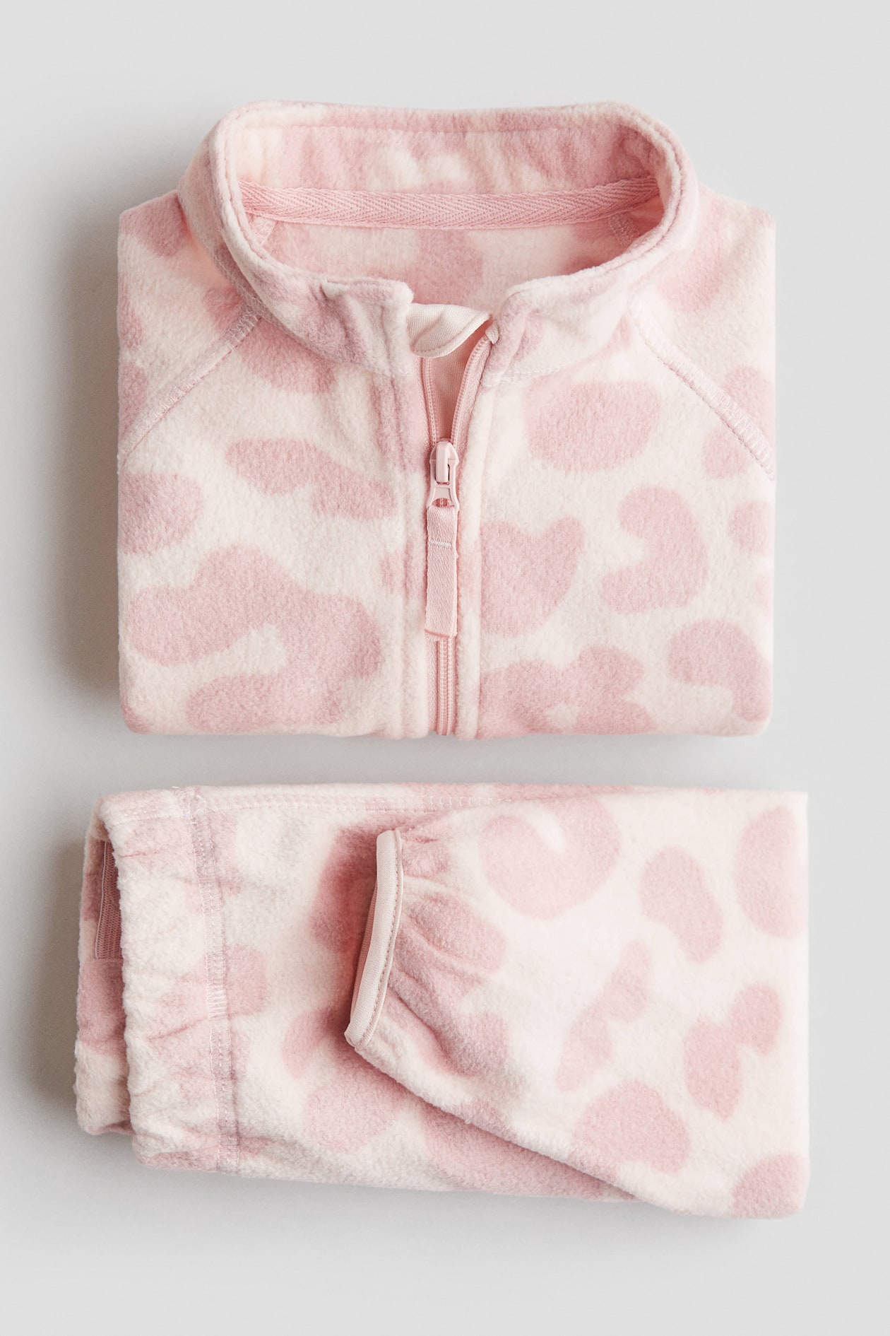 Light pink/leopard print 2-Piece Fleece Set for kids | H&M US
