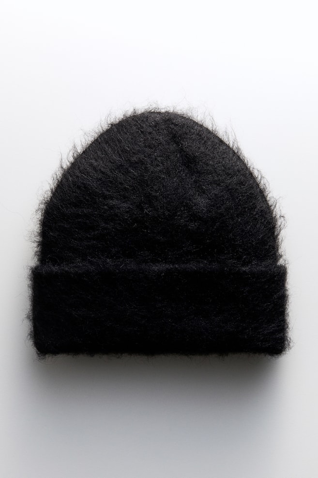 Fuzzy wool-blend beanie - Black - Men | H&M GB