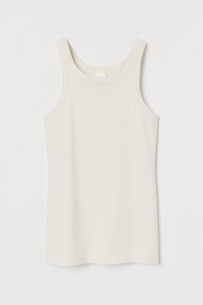 Ribbed vest top - Cream - Ladies | H&M GB