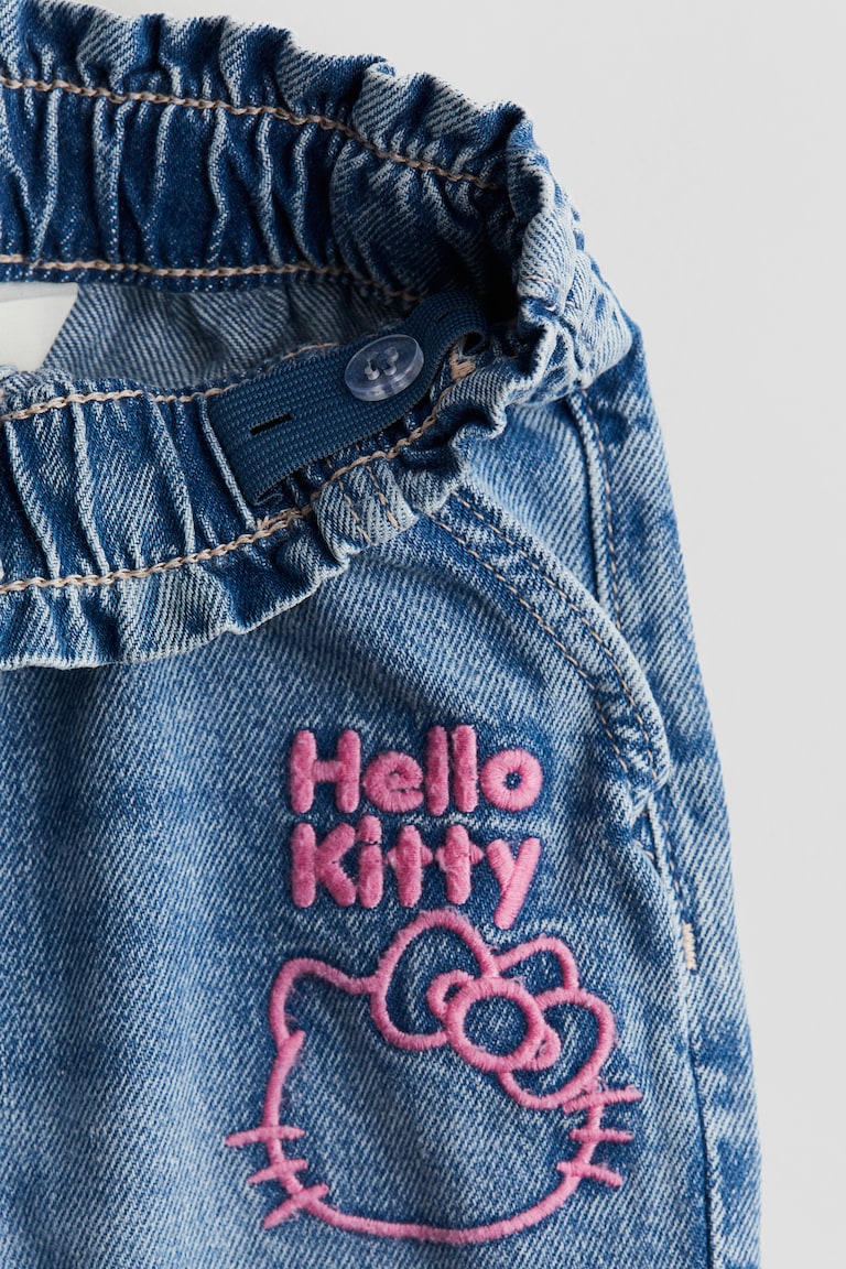 Relaxed Fit Paper Bag Jeans - Denim blue/Hello Kitty - Kids | H&M US