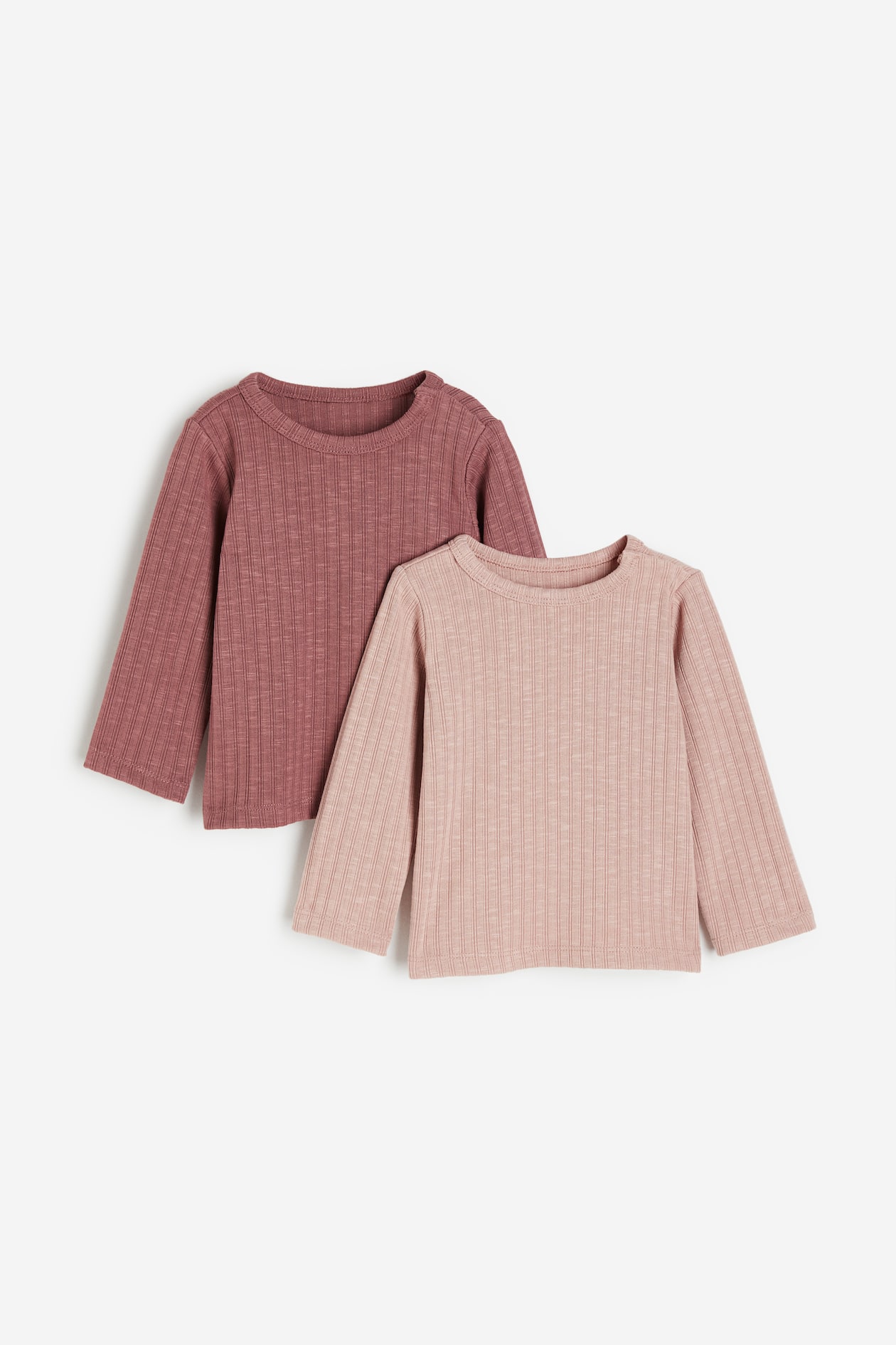 2er-Pack Gerippte Jerseyshirts - Dunkles Mattrosa/Mattrosa - Kids | H&M AT
