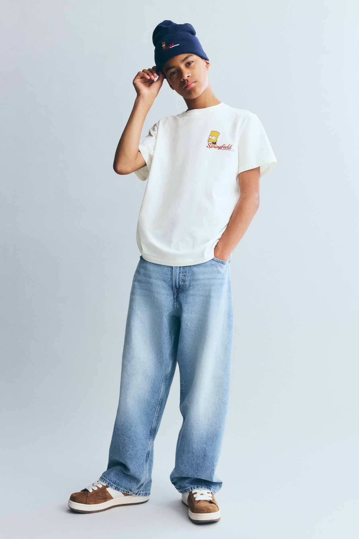 Navy blue/The Simpsons Appliquéd beanie for kids | H&M GB